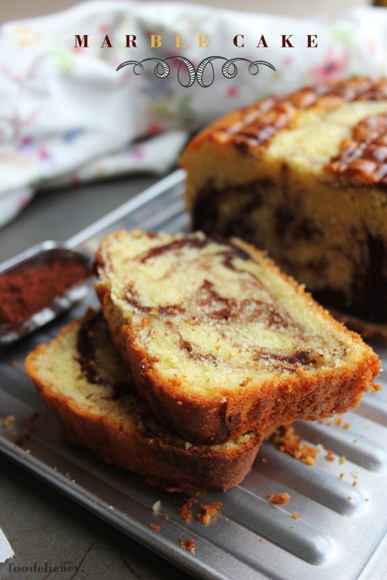 Soft & Moist Chocolate Vanilla Marble Cake - Foodelicacy