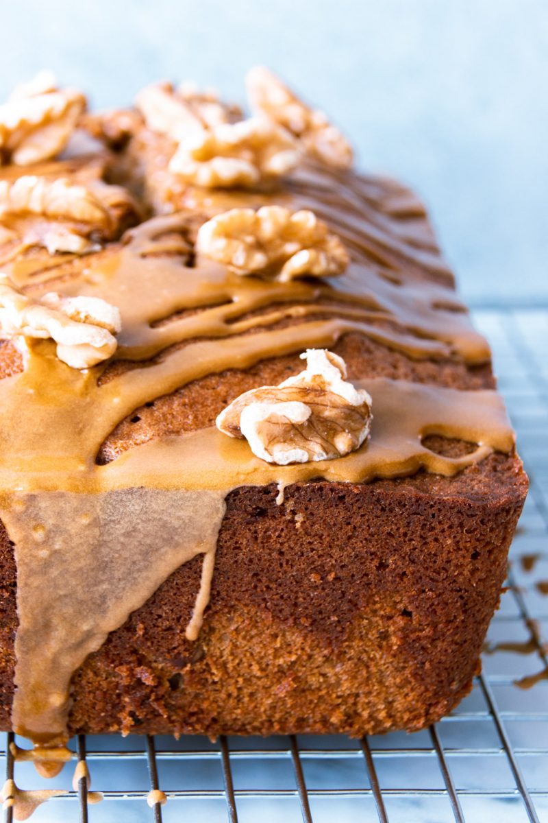 Extra Moist Coffee Walnut Cake with Coffee Glaze