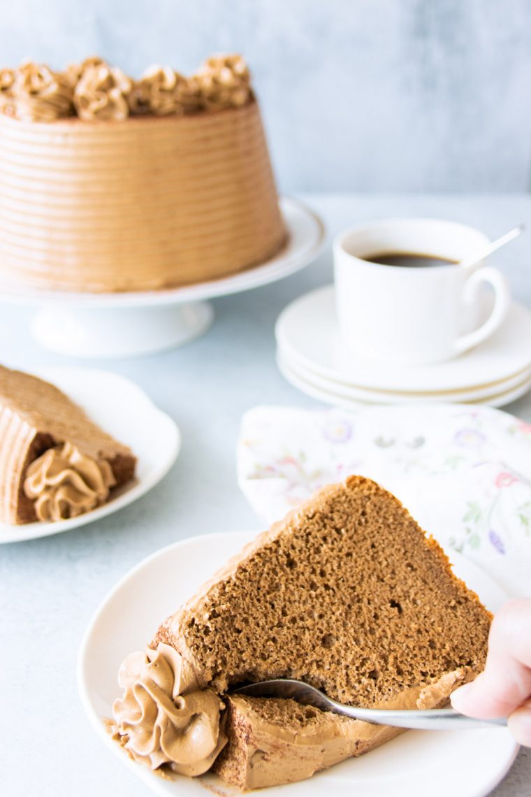 Coffee Chiffon Cake with the Perfect Coffee Buttercream Frosting