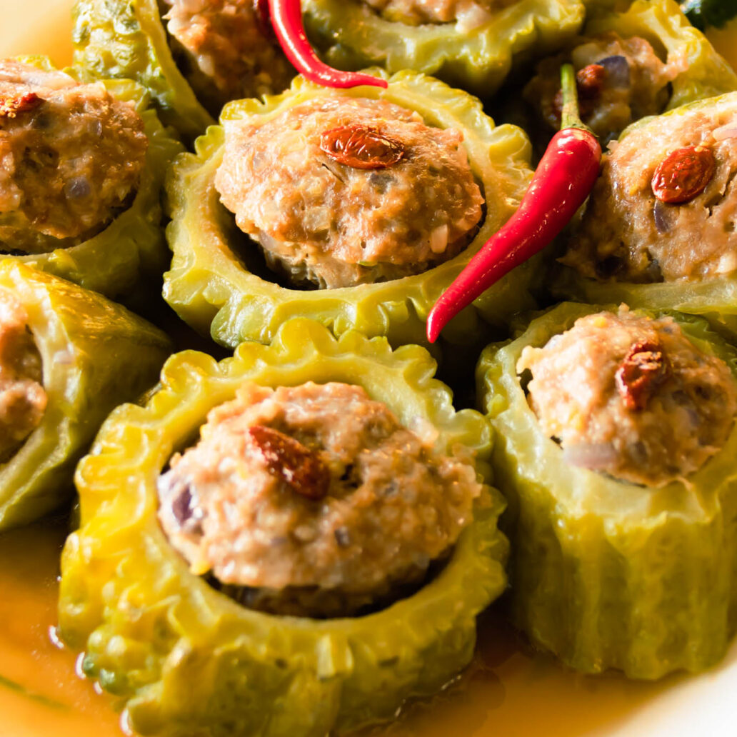 Bitter Melon with Pork Stuffing {Quick Meal Prep} | Foodelicacy